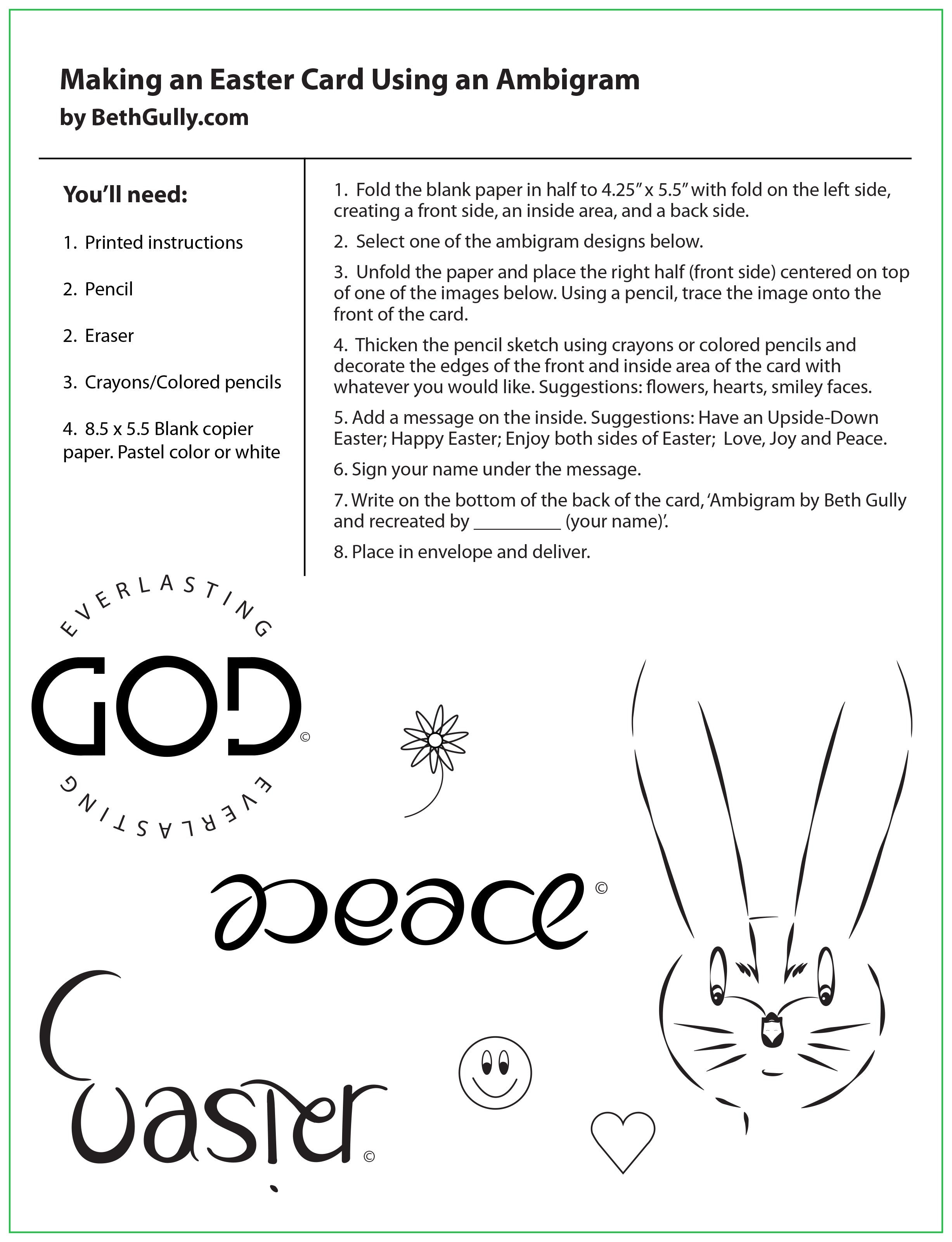 Making an Ambigram Easter Card Worksheet – Beth Gully, Upside-Down ...